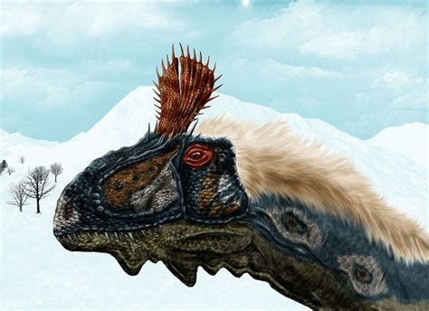 Feathered Cryolophosaurus Ellioti In Snowy Landscape Dinosaur