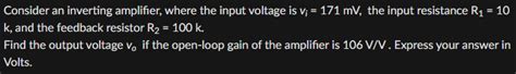 Solved Consider An Inverting Amplifier Where The Input Chegg