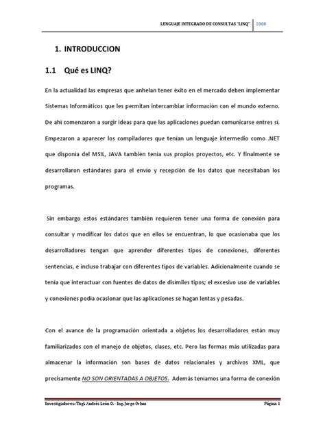 Linq Contenido Lenguaje Integrado De Consultas Pdf Consulta Integrada De Idiomas Mapeo