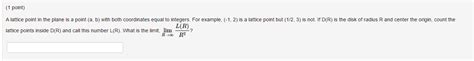 solved a lattice point in the plane is a point a b with