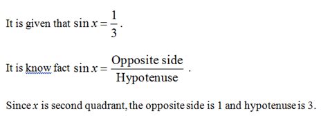answered if sinx 1 3 wth x in the quadrant… bartleby