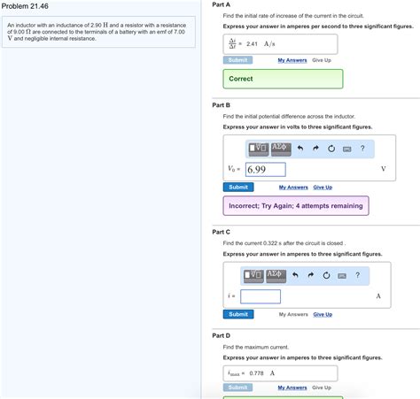 Solved An Inductor With An Inductance Of 2 90 H And