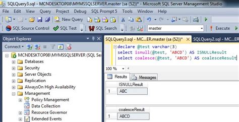 Differences Between Isnull And Coalesce Functions In Sql Server 2012