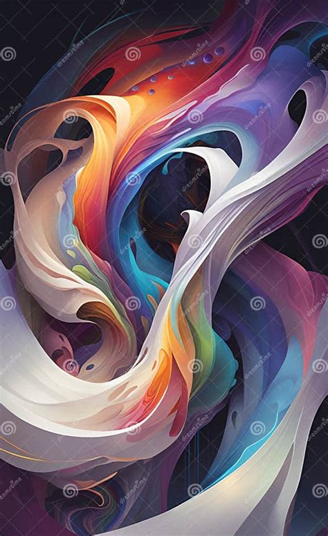 Illustration Abstract Kinetic Art of Fluid Dynamics, White Background ...