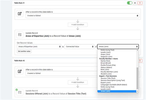 How Do I Connect Values Between Two Data Tables App Development