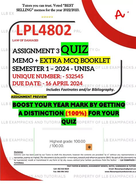 lpl4802 assignment 3 quiz memo semester 1 2024 unisa due 16
