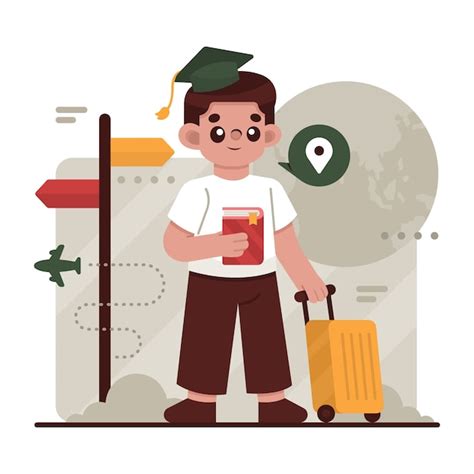 평면 디자인 유학 그림 무료 벡터