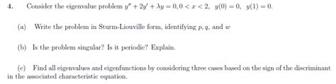Solved Consider the eigenvalue problem y y λy Chegg