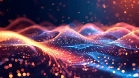 Cyber Data In Digital Space Abstract Network Surface Dots Lights And Lines Of Secure