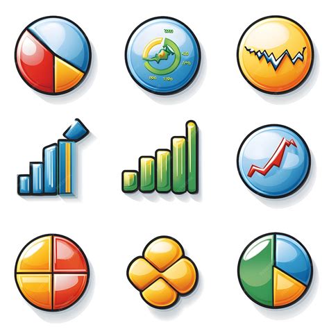 Set Of Icons Illustrating Different Chart Types With Visuals Of Bar