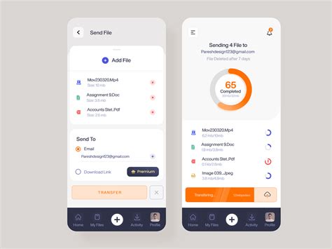 File Transfer App Ui Behance