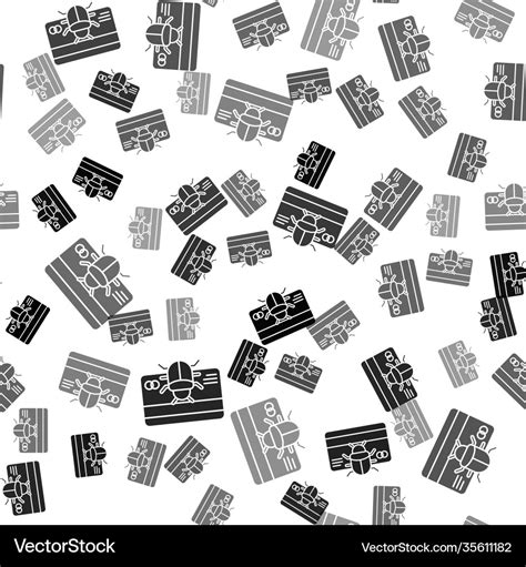 Black System Bug In Credit Card Icon Isolated Vector Image