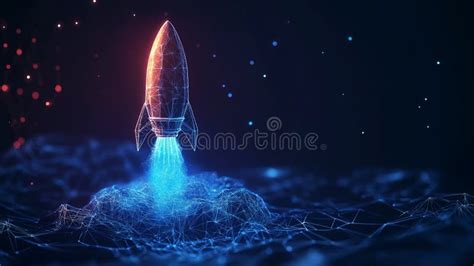Abstract Rocket Launch Digital Art Network Technology Startup Innovation Futuristic Space