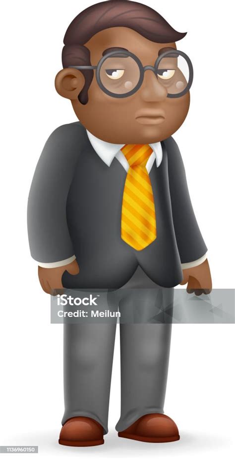 아프리카계 미국인 유럽 관리자 성인 사업가 존경 보스 노동자 3d 만화 디자인 벡터 일러스트 레이 션 3차원 형태에 대한 스톡 벡터 아트 및 기타 이미지 Istock