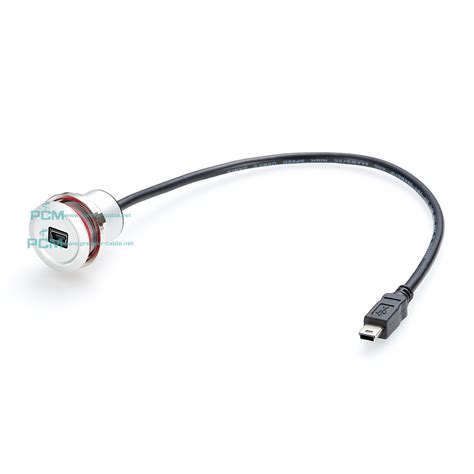 Metal Round USB Mini B Module Panel Opening 22mm Installation Through Socket USB Data Extension