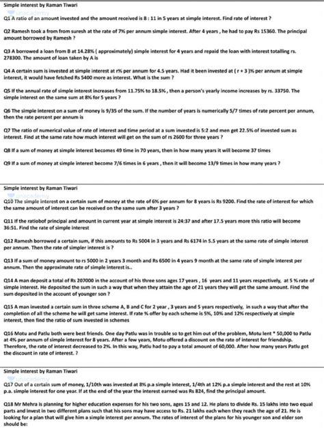 Simple Interest Questions Pdf