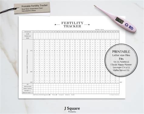 Printable Fertility Tracker Landscape Layout Basal Body Etsy India