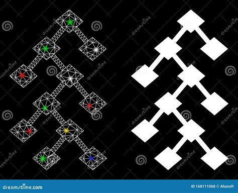 flare mesh wire frame binary tree icon with flare spots stock vector