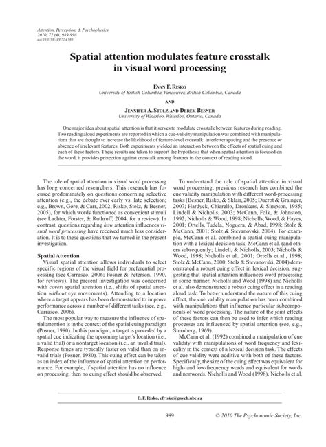 Pdf Spatial Attention Modulates Feature Crosstalk In Visual Word Processing