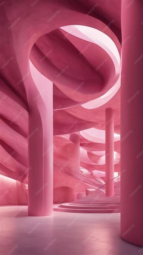 Premium Ai Image Abstract Pink Circular Architecture Concave And