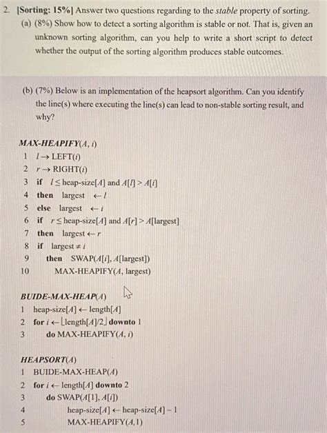 Solved Sorting 15 ﻿answer Two Questions Regarding To