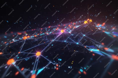 Premium Ai Image Digital Cyberspace Geometric With Particles Digital Data Network Connections