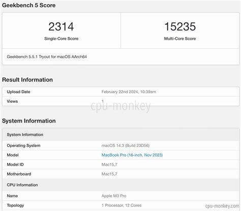 Apple M Pro CPU GPU Benchmarks Specs