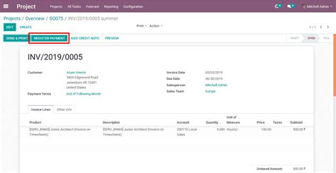 How To Invoice A Project In Odoo V