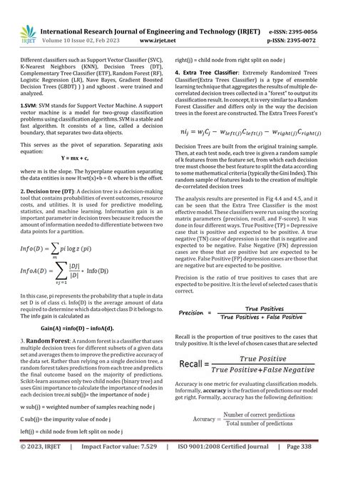 Depression Detection Using Various Machine Learning Classifiers Pdf