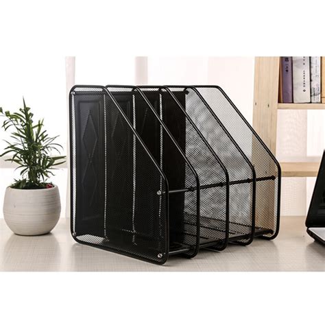 Metal Wire Mesh Four Grid Column 4 Files Black Iro Vicedeal