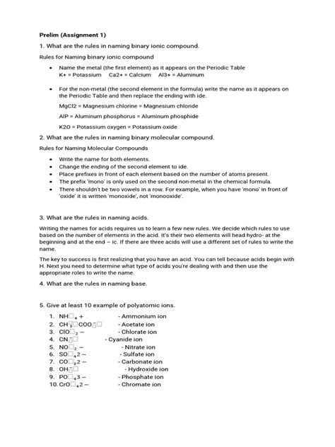 What Are The Rules In Naming Binary Ionic Compound Pdf Acid Chloride