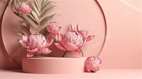 3d 디스플레이 모란과 야자잎 그림자가 있는 파스텔 핑크 연단 여름 연단 장미 배너 자연 연단 배경 일러스트 및 사진 무료 다운로드 Pngtree