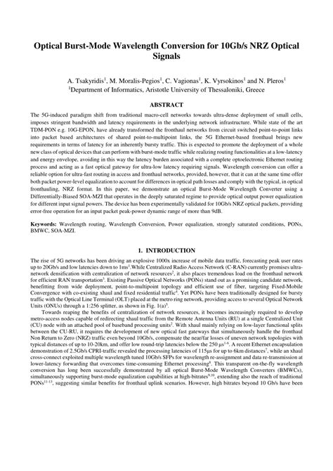 Pdf Optical Burst Mode Wavelength Conversion For 10gbs Nrz Optical Signals