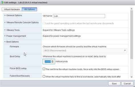 VMWare Accessing VM Boot Menu BIOS Too Fast