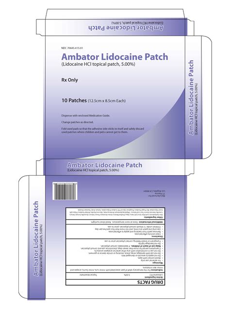 Ambator Lidocaine Patch Package Insert Prescribing Info