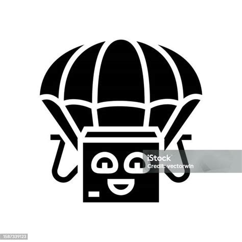 낙하산 비행 골판지 상자 문자 문자 모양 아이콘 벡터 그림 갈색에 대한 스톡 벡터 아트 및 기타 이미지 갈색 귀여운 낙하산 항공 비행체 Istock