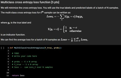 Solved Multiclass Cross Entropy Loss Function 5pts We Will Minimize