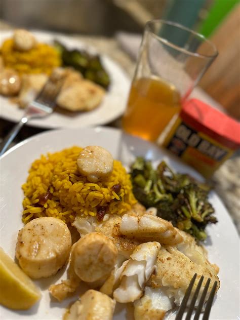 Cod And Scallops With Old Bay Seasoning Bonus Pic Of The “black And Blue