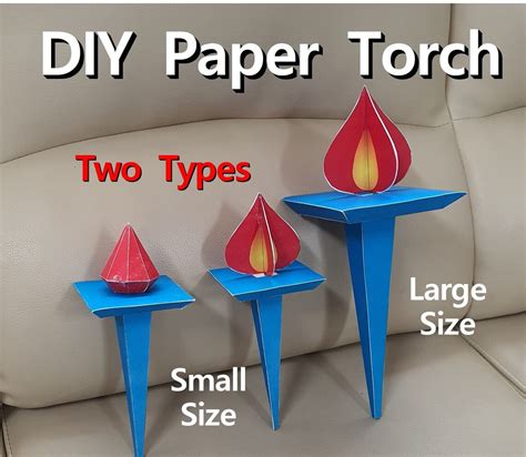 Diy Paper Torch 3d Torch Torchlight Statue Of Liberty Flambeau 2 Types Flame Printable