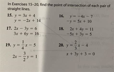 solved in exercises 15 20 find the point of intersection of