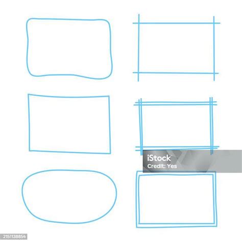 텍스트의 줄 테두리입니다 손으로 그린 사각형 프레임입니다 낙서 디자인 요소 벡터 일러스트 모양 텍스트 박스에 대한 스톡 벡터