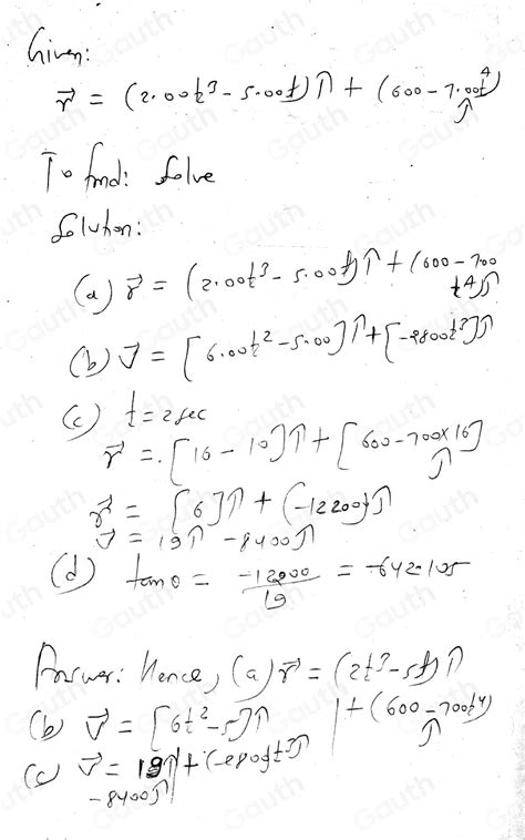 solved the position 7 of a particle moving in an xy plane is giv by