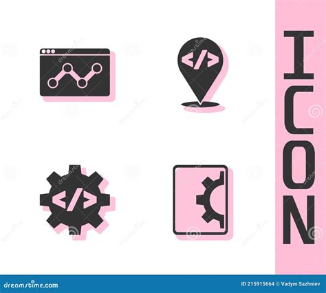 Set Web Development Website Statistic Front End And Icon Vector Stock Vector Illustration