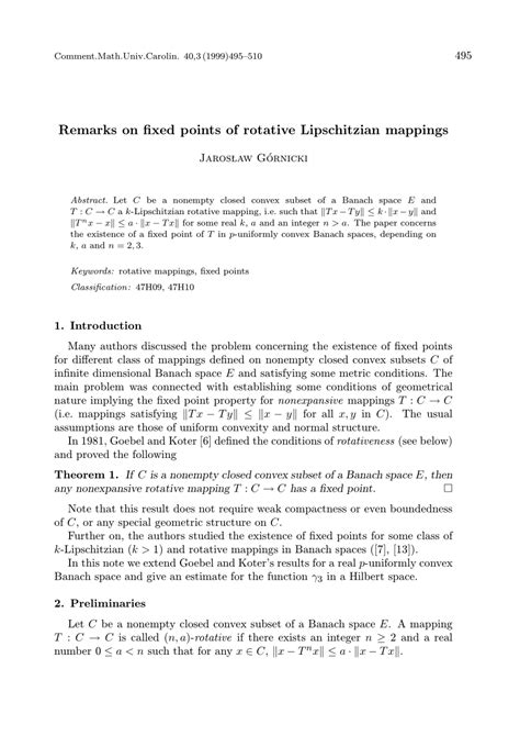Pdf Remarks On Fixed Points Of Rotative Lipschitzian Mappings