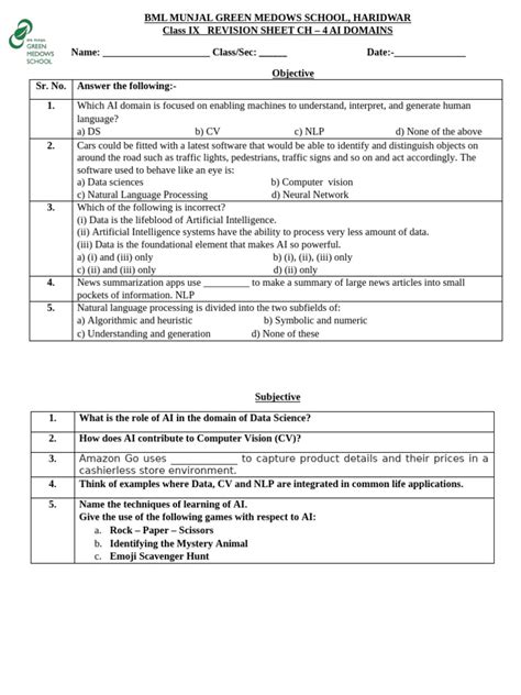 unit 1 ch 4 ai domains revision sheet pdf