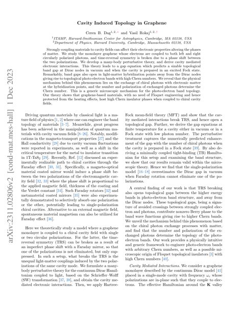 Pdf Cavity Induced Topology In Graphene
