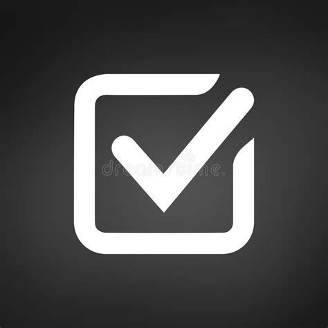 Illustration Of Check Mark Icon In Square Vector Illustration Isolated On Black Background