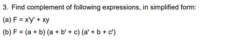 Solved 3 Find Complement Of Following Expressions In