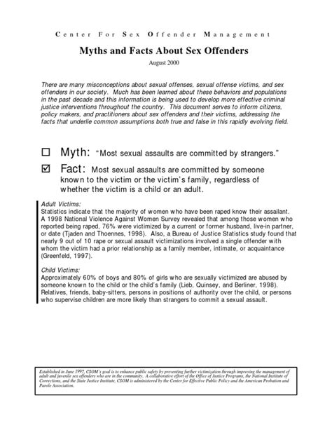 Csom Myths And Facts Pdf Sex Offender Juvenile Delinquency