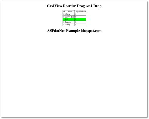 Gridview Reorder Row Drag And Drop — Gridview Reorder Jquery Jquery